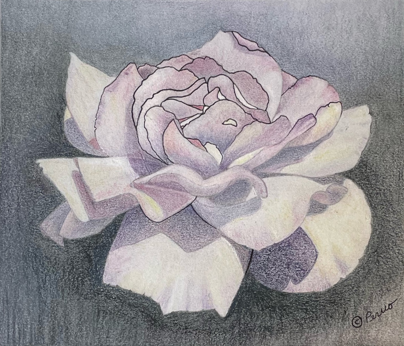 Marsha Peruo, The Never Ending Flower, colored pencil and ink, 6″ x 7 ...
